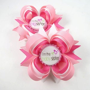 Big Sister and Little Sister Pink and White Hair Bows - Big Sister Hair ...
