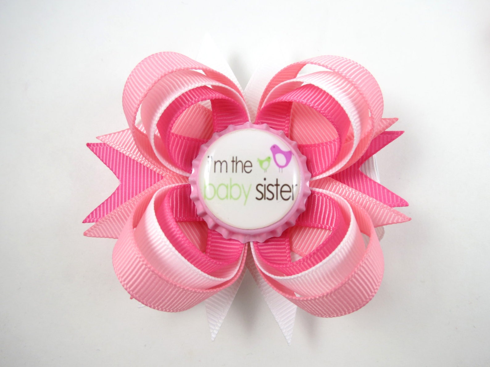 Big Sister and Little Sister Pink and White Hair Bows Big | Etsy