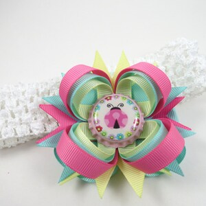 Ladybug Hair Bow Ladybug Headband Aqua Hot Pink and Light - Etsy