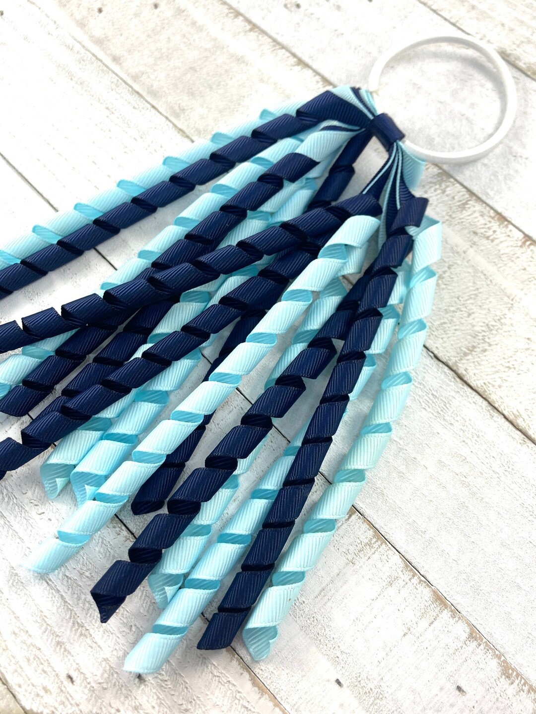 Blue Pigtail Streamers, Light Blue Pigtail Ribbons, Navy Blue Ponytail ...