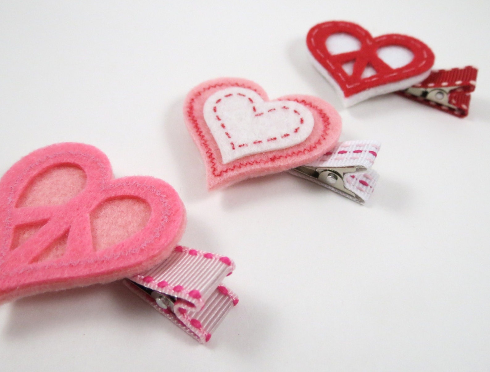 Pink Hair Clips - Heart Hair Clips - Red Hair Clips - Small Hair Clip ...