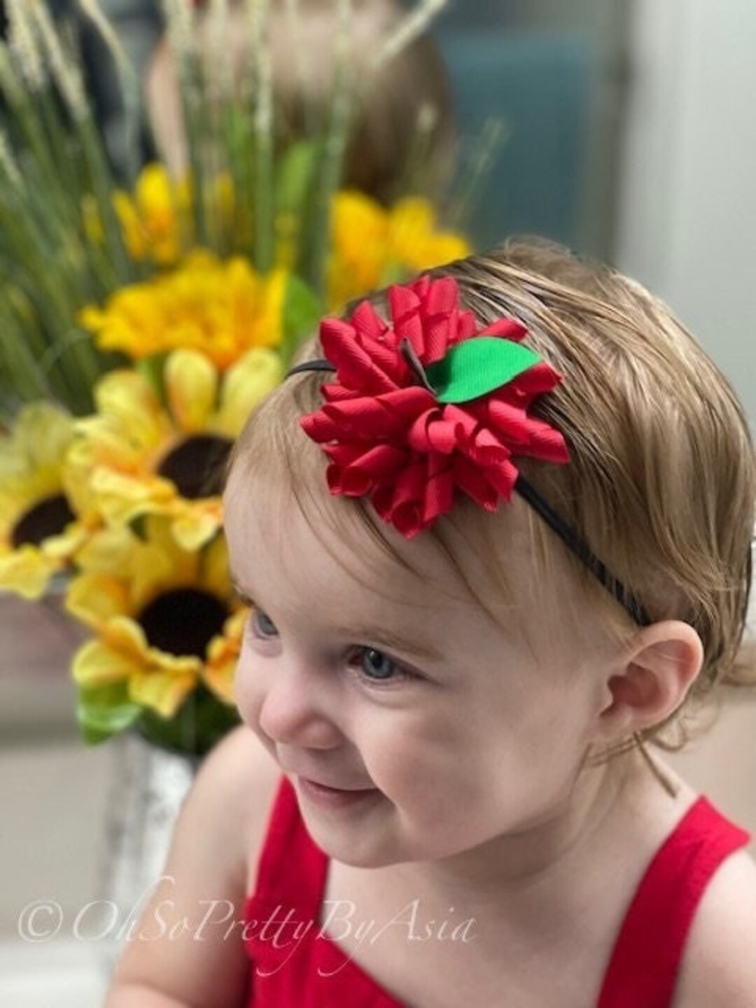 Red Apple Hair Bow or Headband - YOU CHOOSE Size, Clip or Headband ...