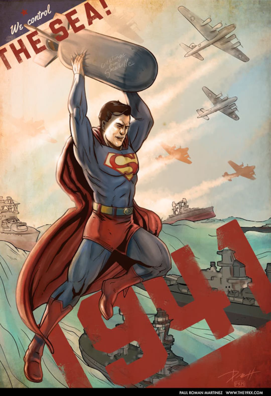 Superman 1941 WWII Art Print - Etsy