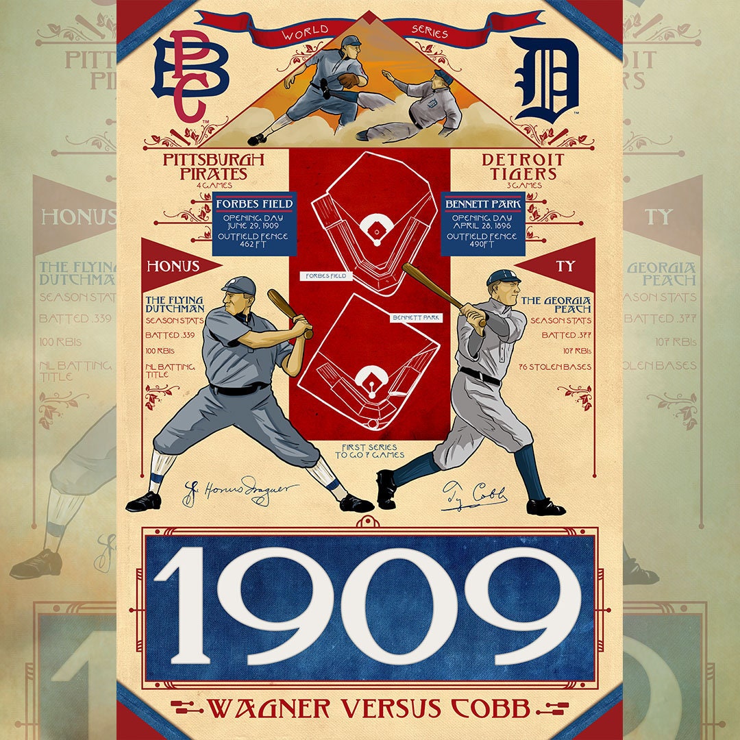 1909 Honus Wagner Vs Ty Cobb Art Print 13 X 19 - Etsy