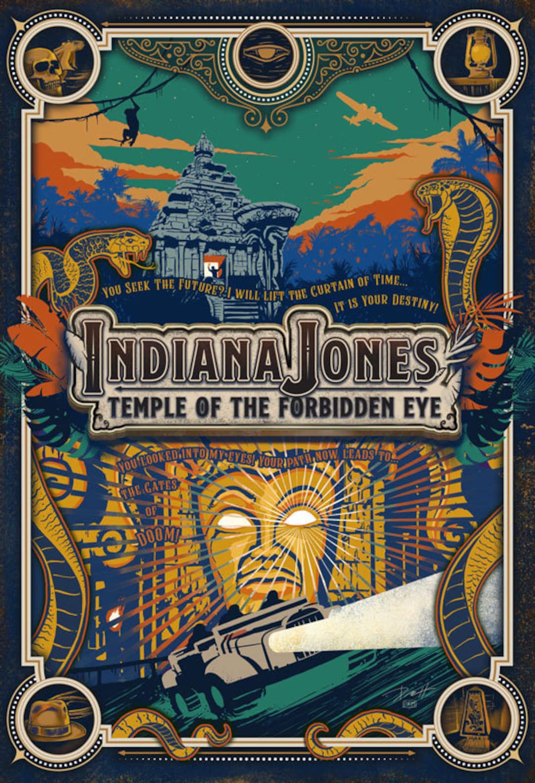 Indiana Jones Temple of the Forbidden Eye Vintage Disneyland Ride Art ...