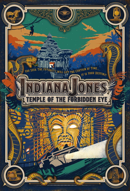 Indiana Jones Temple of the Forbidden Eye Vintage Disneyland Ride Art ...