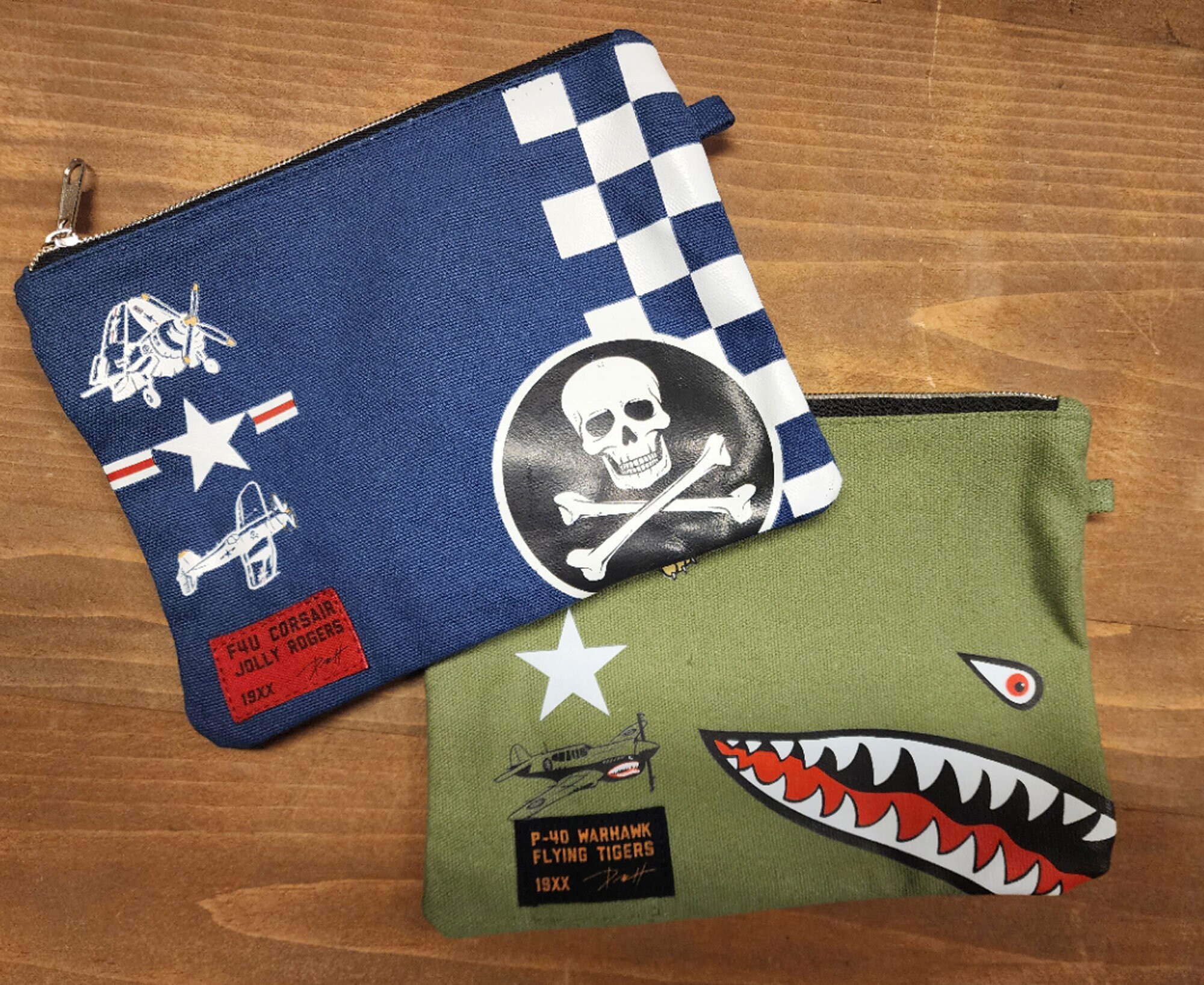 F4U Corsair Jolly Rogers WWII Aviation Airplane Pencil Pouch Skull ...