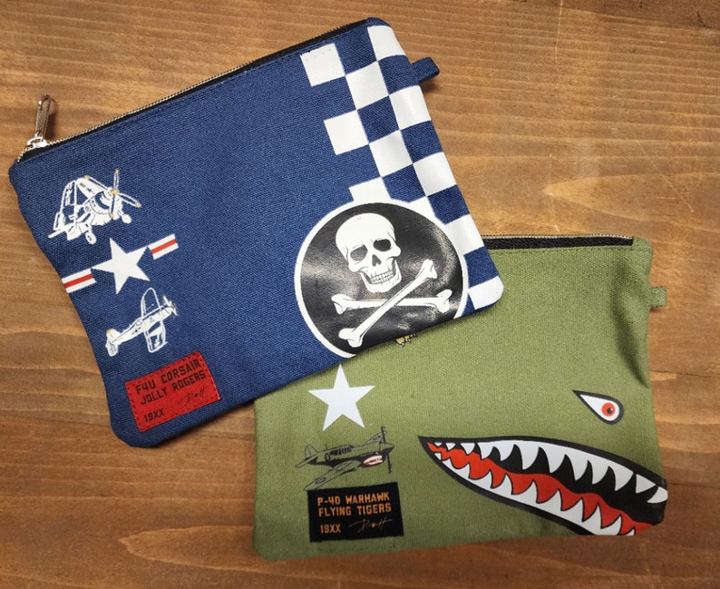 Flying Tigers Warhawk Airplane WWII Aviation Pencil Pouch Shark Teeth ...