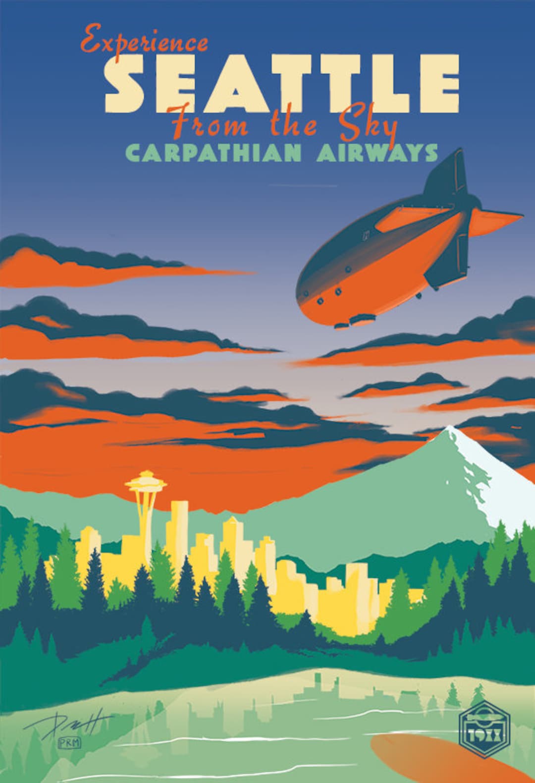Seattle by Airship Print - Etsy