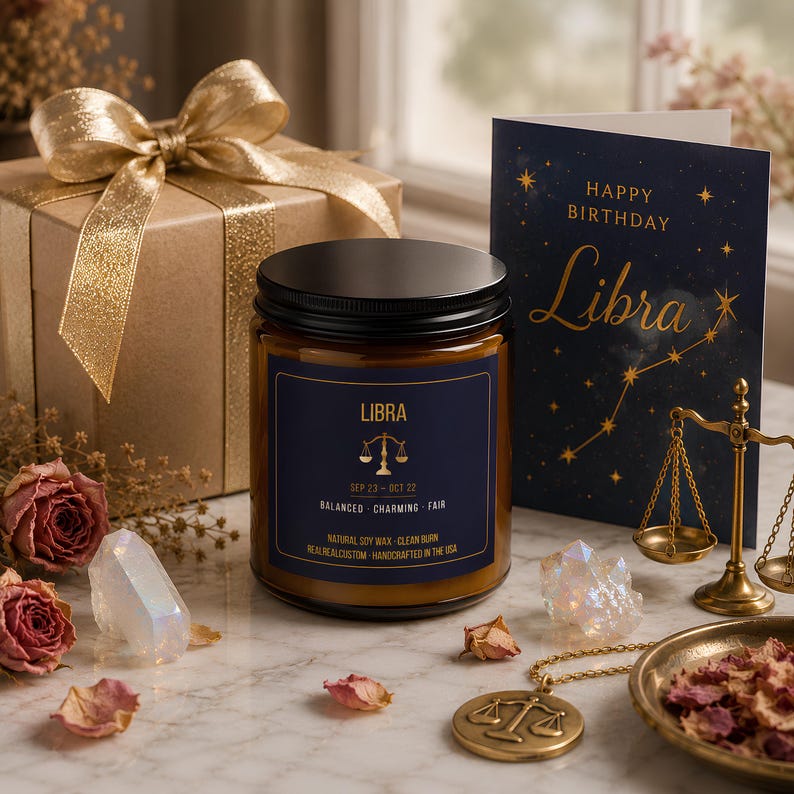 Libra Candle | Zodiac Soy Wax Jar | Astrology Birthday Gift for Her ...