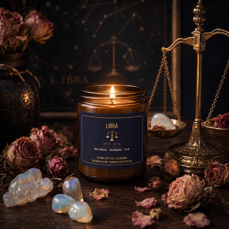 Libra Candle | Zodiac Soy Wax Jar | Astrology Birthday Gift for Her ...