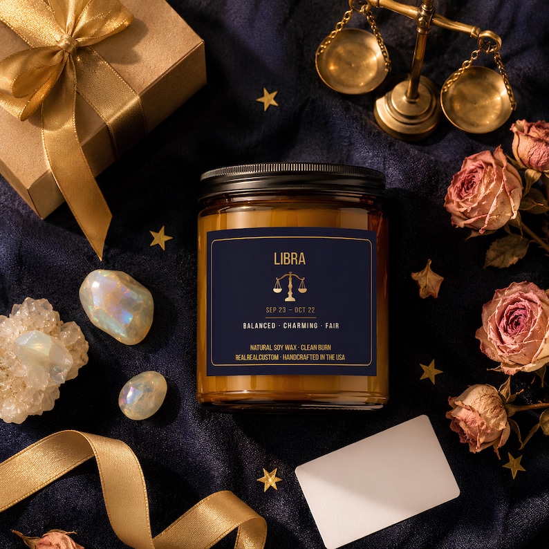 Libra Candle | Zodiac Soy Wax Jar | Astrology Birthday Gift for Her ...