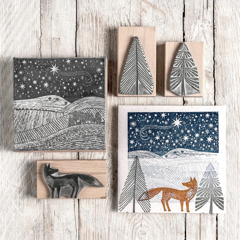 Woodland Rubber Stamp Set - Etsy UK