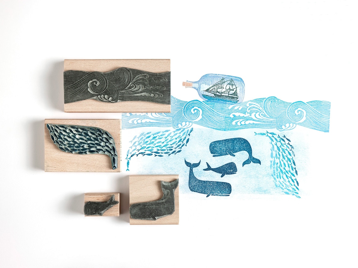 Whale Rubber Stamps, Sea Stamp, Fish Stamp, Craft Gift for Card Making ...