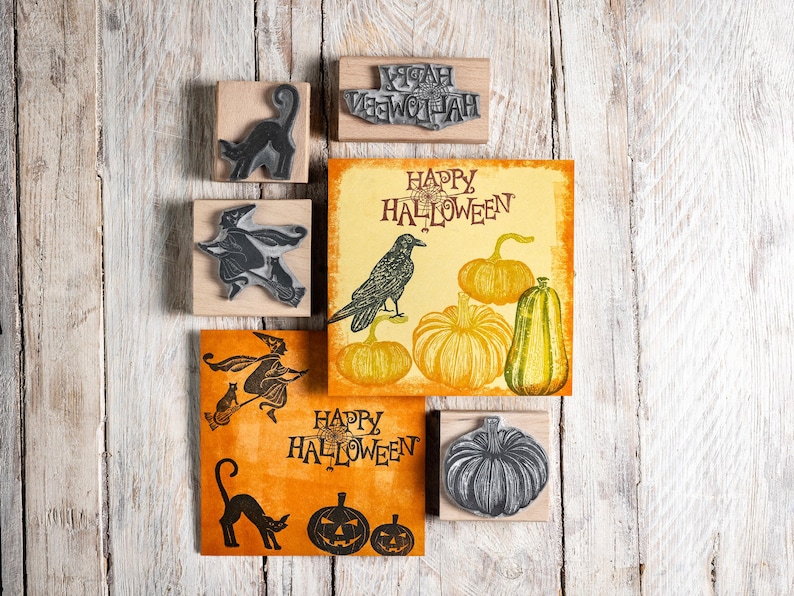 Halloween Stamps for Card Making, DIY Halloween Paper Craft, Halloween ...