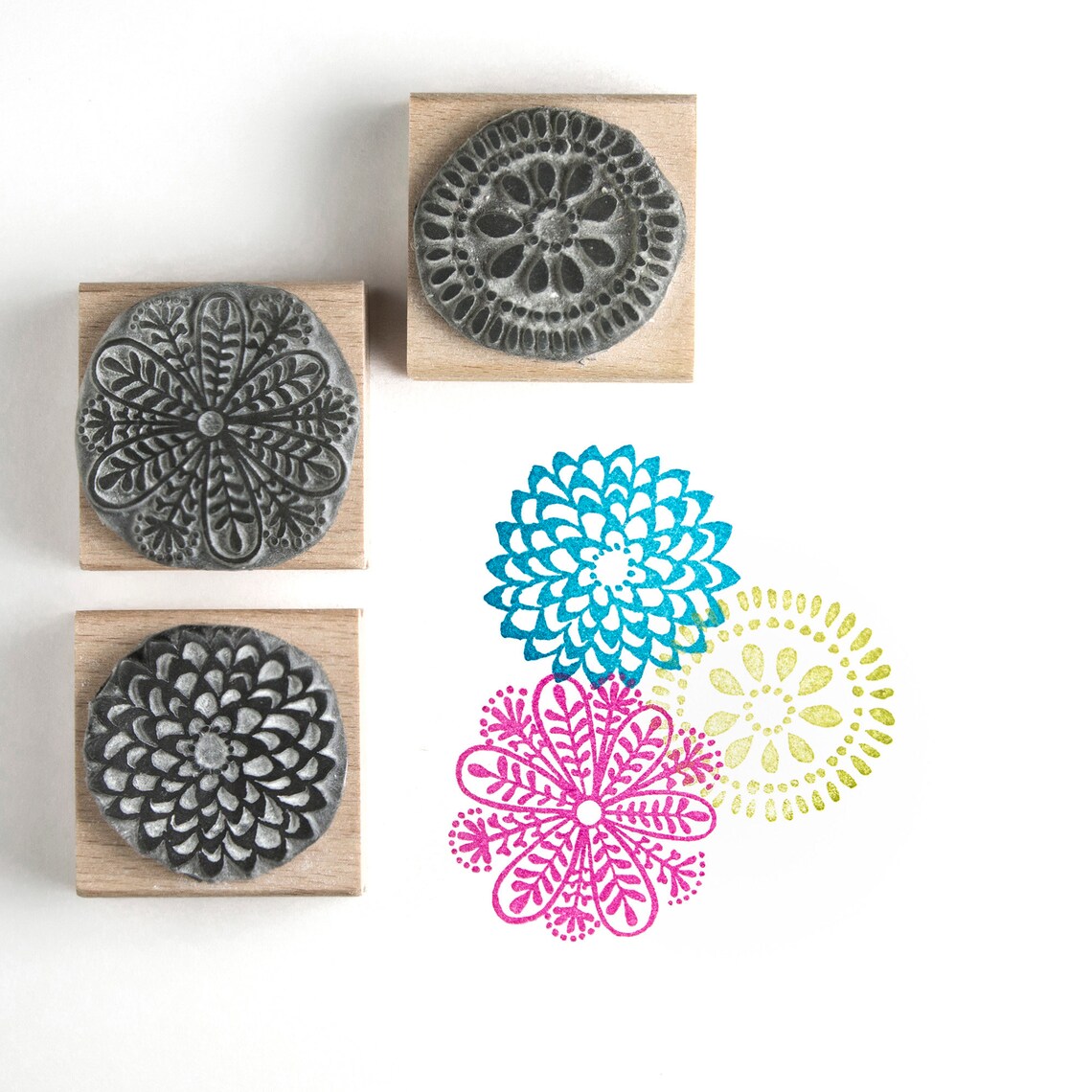 Flower Rubber Stamps, Craft Gift, Fabric Printing Stamps, Retro Flower ...