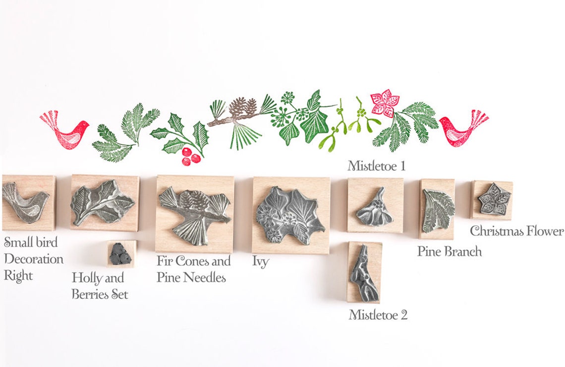 Christmas Garland Rubber Stamps, Holly Rubber Stamp, Mistletoe Rubber ...