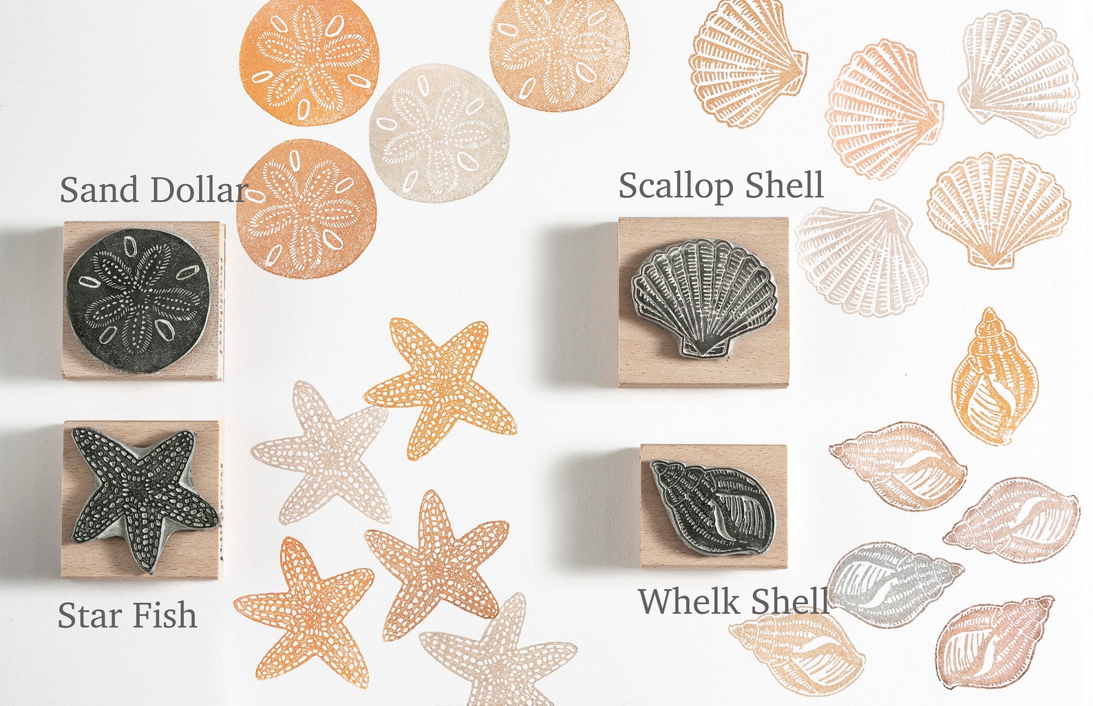 Shell Rubber Stamp, Starfish Rubber Stamp, Sand Dollar Rubber Stamps ...