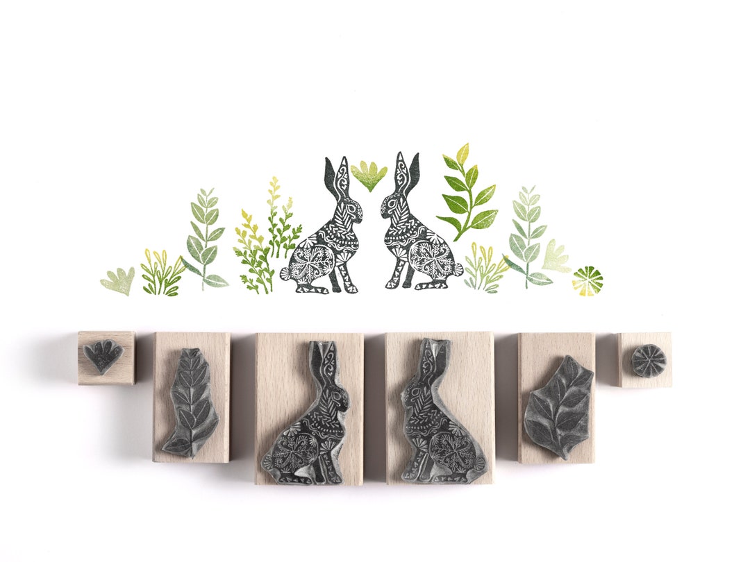 Hare Rubber Stamp, Leaf and Foliage Stamps, Stamps for Card Making - Etsy