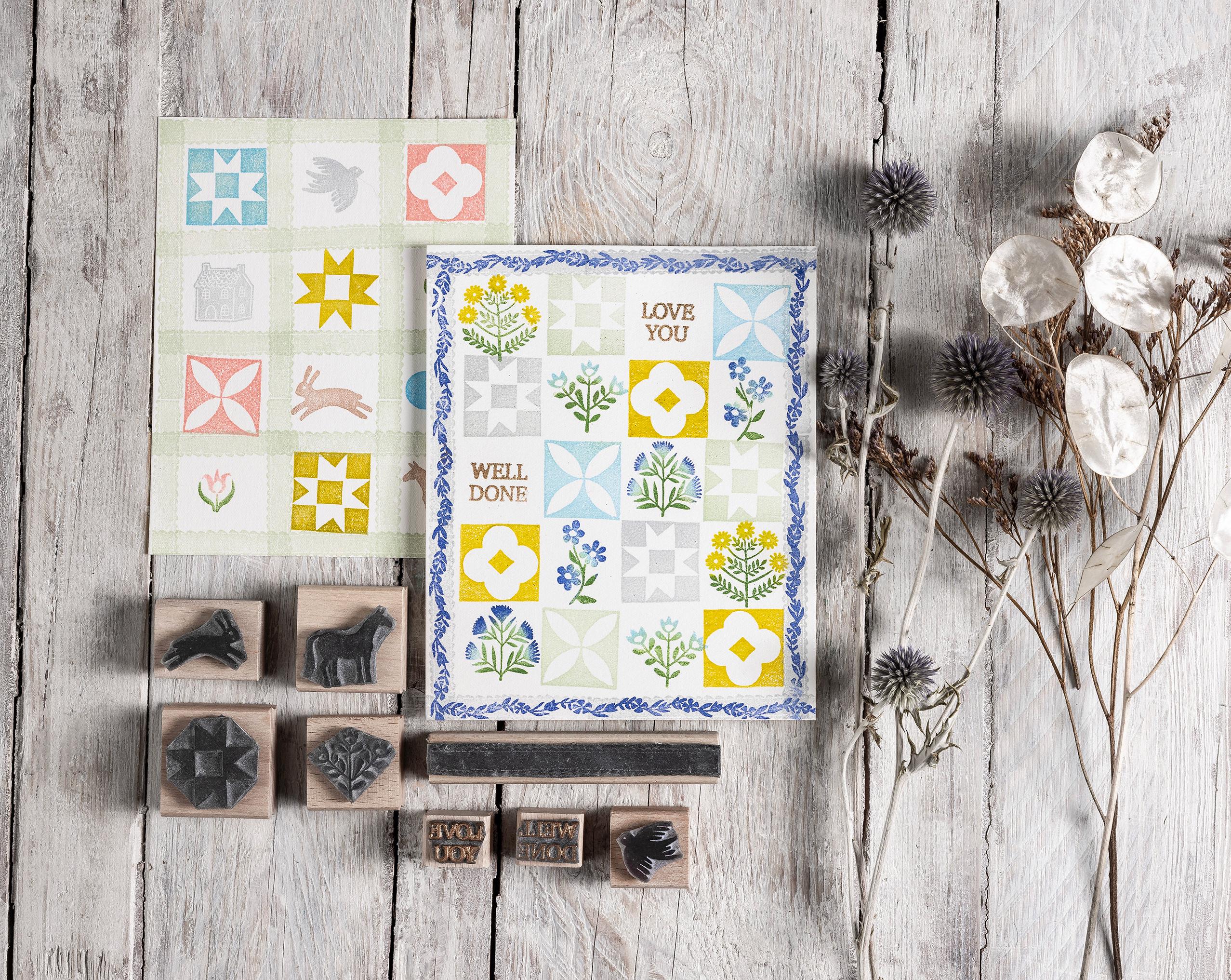 Patchwork Patterns Rubber Stamps for Card Making and Fabric Printing ...