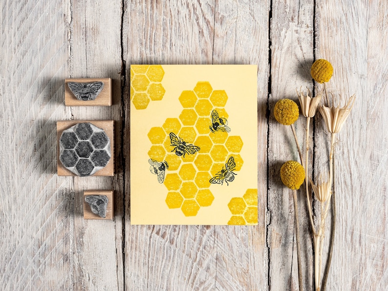Honeycomb and Bees Stamp Set | Nature Journal, Card Making - Etsy