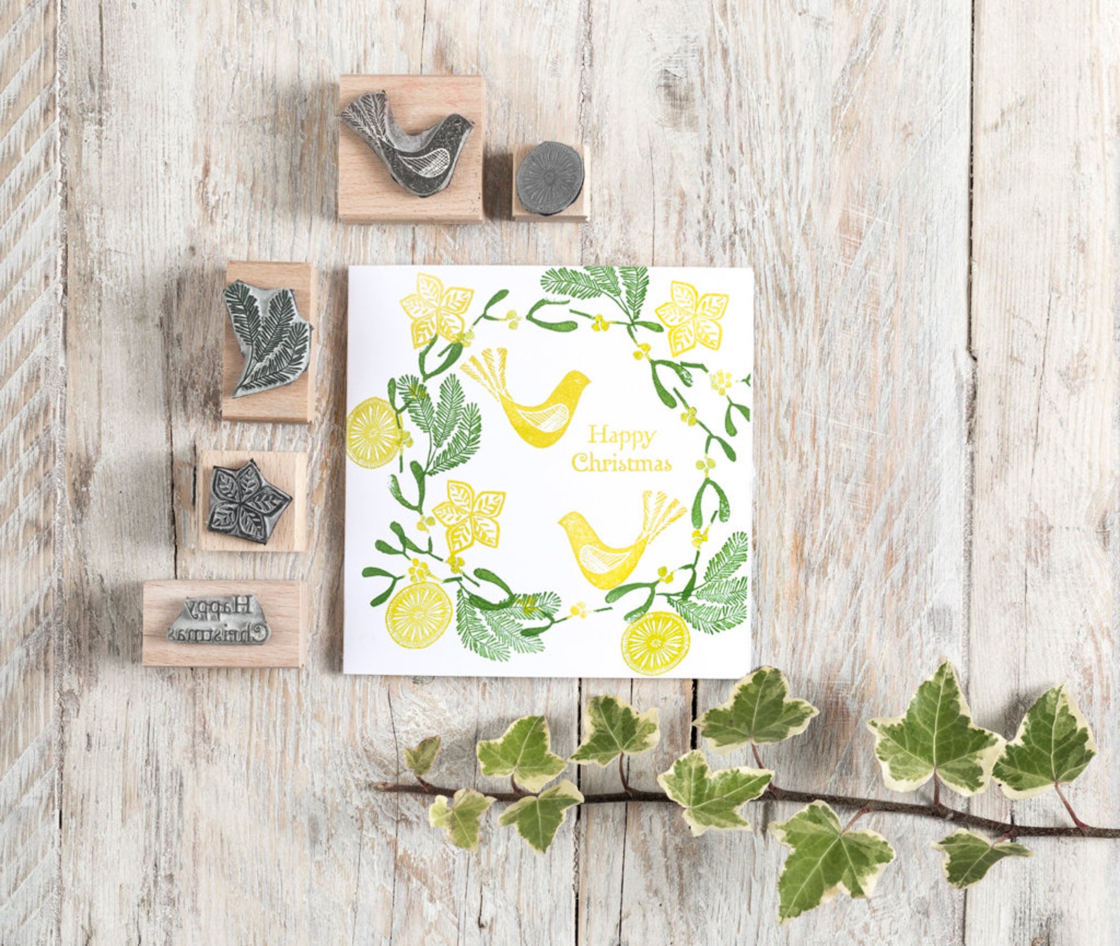 Christmas Garland Rubber Stamps, Holly Rubber Stamp, Mistletoe Rubber ...