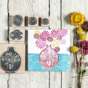 Japanese Flowers and Pattern Rubber Stamps, Flower Stamps for Card ...