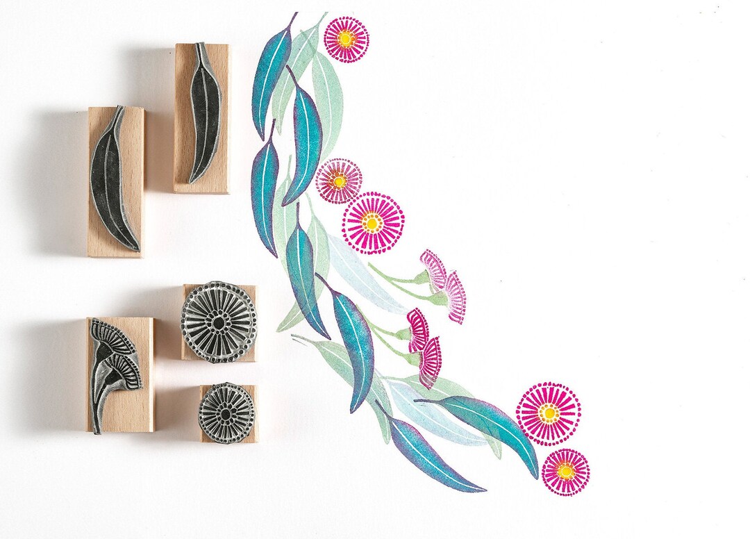 Eucalyptus Rubber Stamps, Bird Stamp, Gum Tree Stamp, Flower Stamp, Gum ...