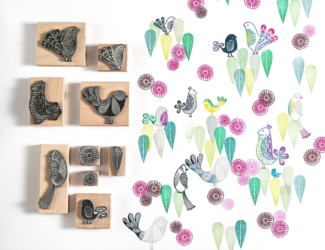 Happy Bird Rubber Stamps, Wood Stamp, Kids Craft, Diy Craft Kit, Card ...