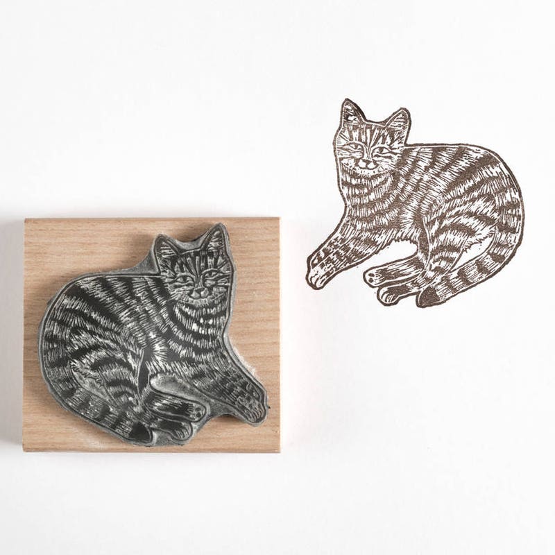 Cat Rubber Stamp - Etsy