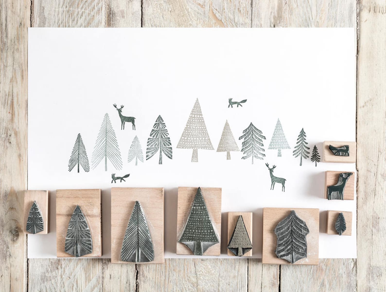 Fox and Fir Tree Rubber Stamps Fox Stamp Tree Stamp - Etsy UK