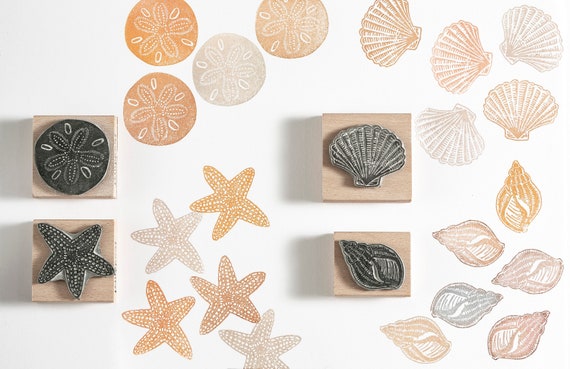 Shell Rubber Stamp Starfish Rubber Stamp Sand Dollar Rubber - Etsy UK