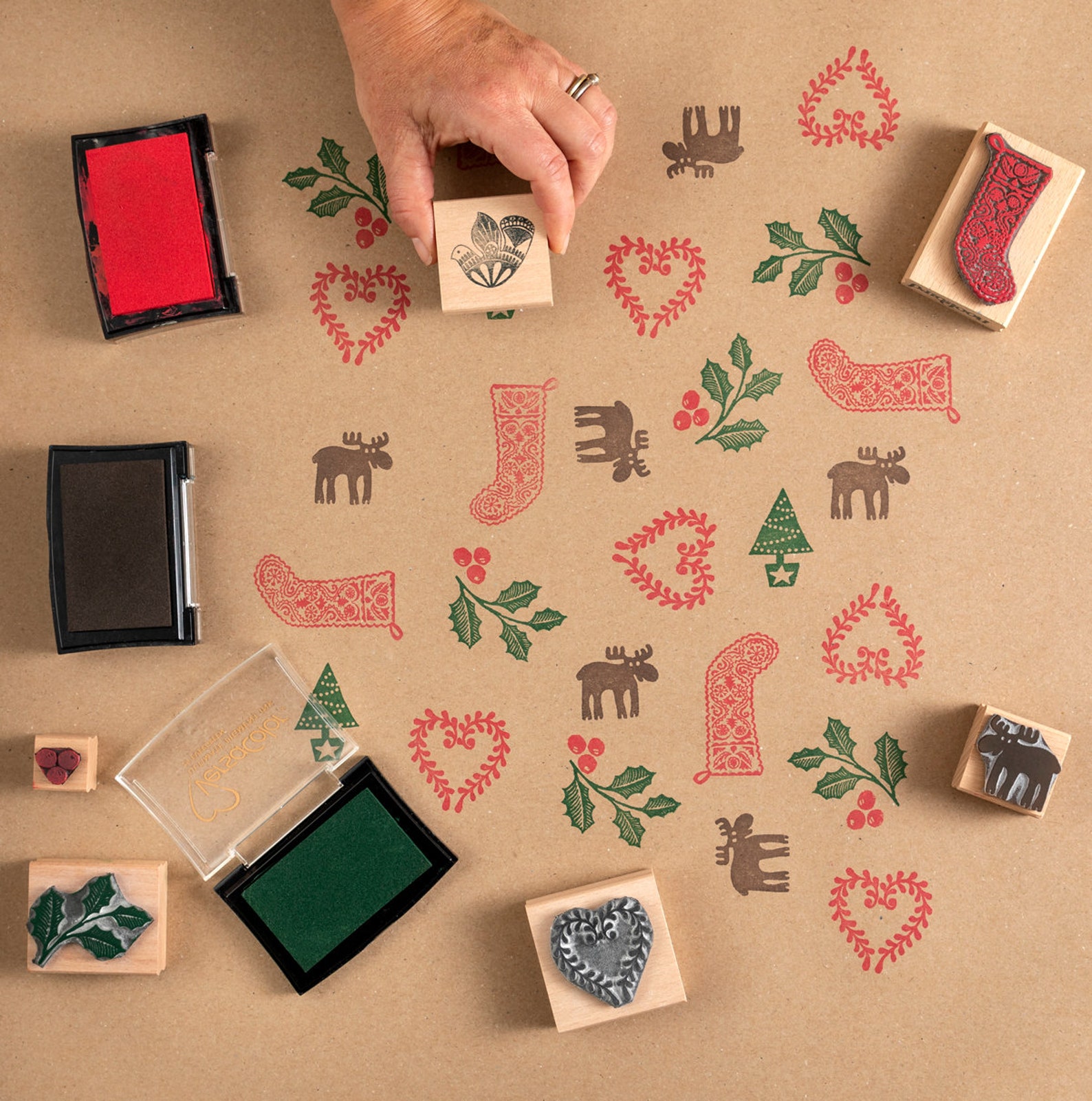 Christmas Stamps, Simple Moose , Holly and Berry Stamp, Stocking, for ...