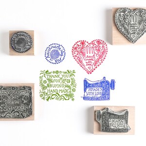 Hand Made With Love Heart Rubber Stamp - Etsy UK