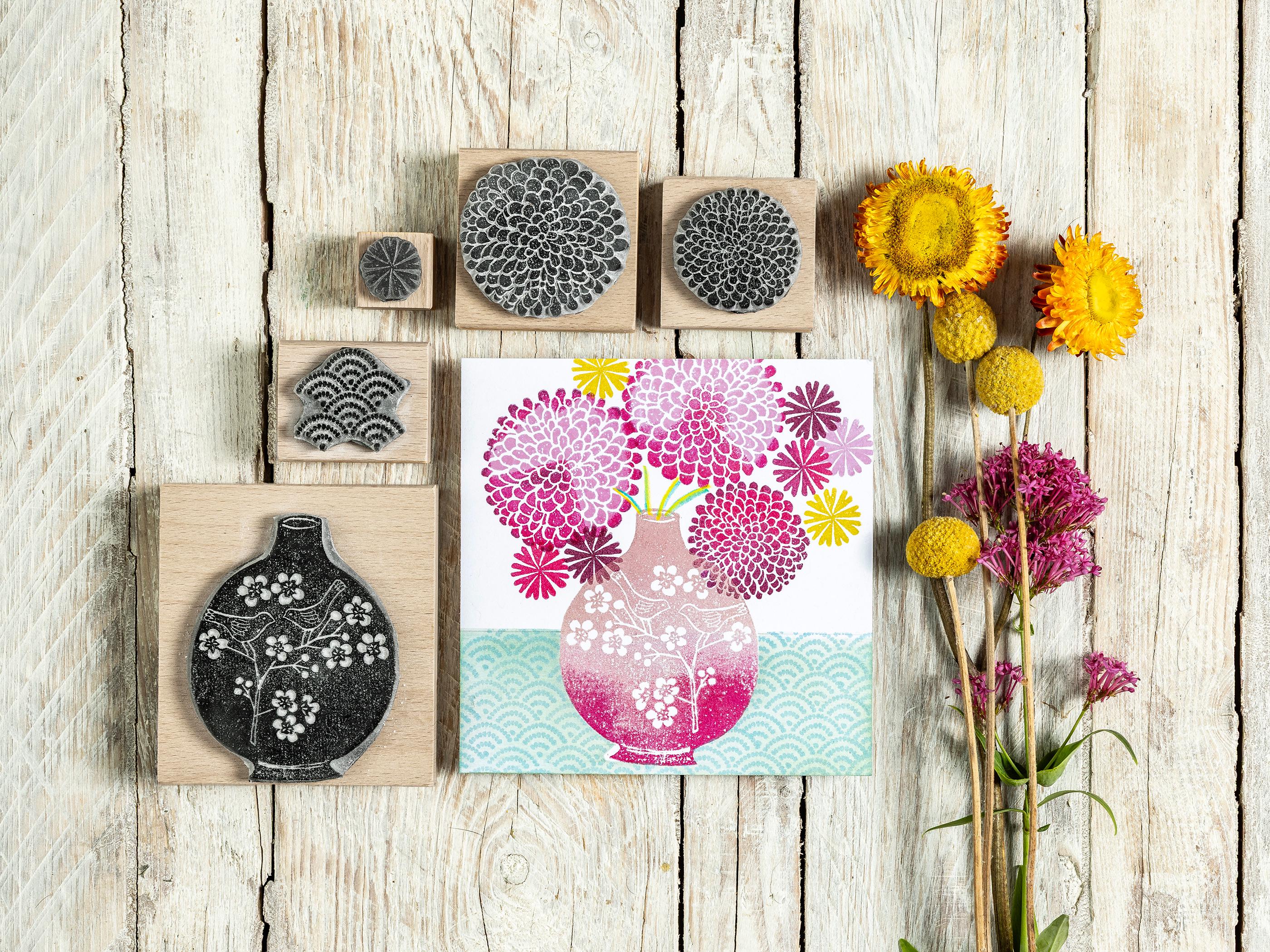 Japanese Flowers and Pattern Rubber Stamps, Flower Stamps for Card ...