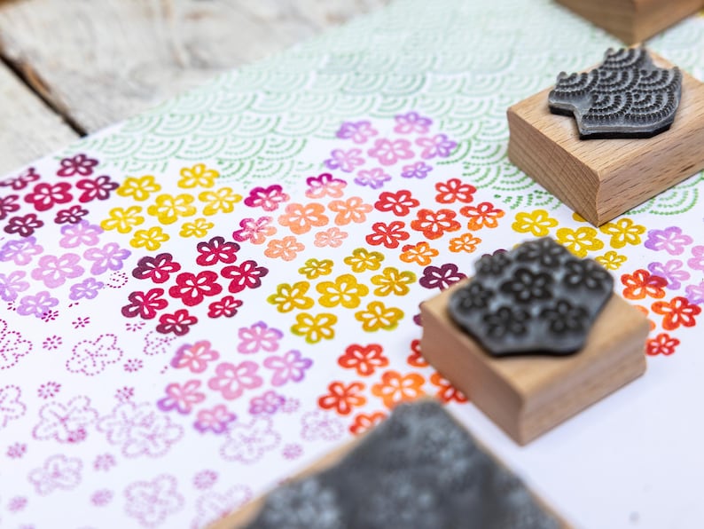 Japanese Flowers and Pattern Rubber Stamps, Flower Stamps for Card ...