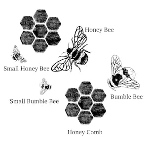 Bee Rubber Stamp - Stamps for Card Making - Honeybee Stamp - Honeycomb ...