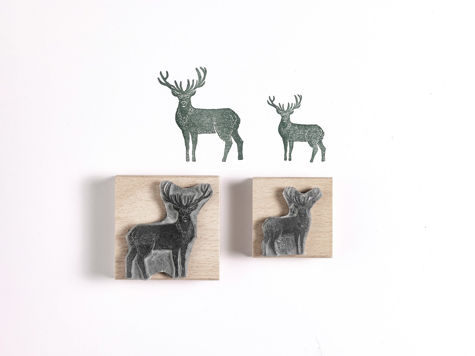 Winter Landscape and Stag Stamp, Christmas Rubber Stamp, Stag Stamp ...