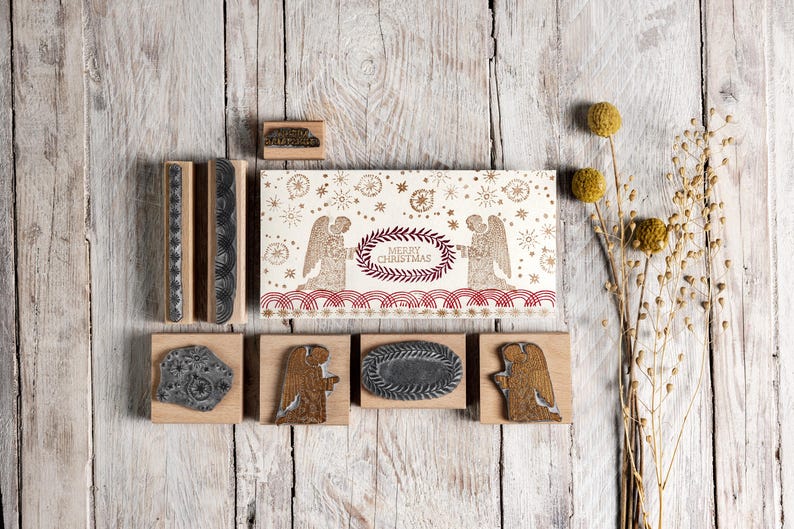 Kneeling Angel Rubber Stamps for Christmas Card Making, Holiday Cards ...