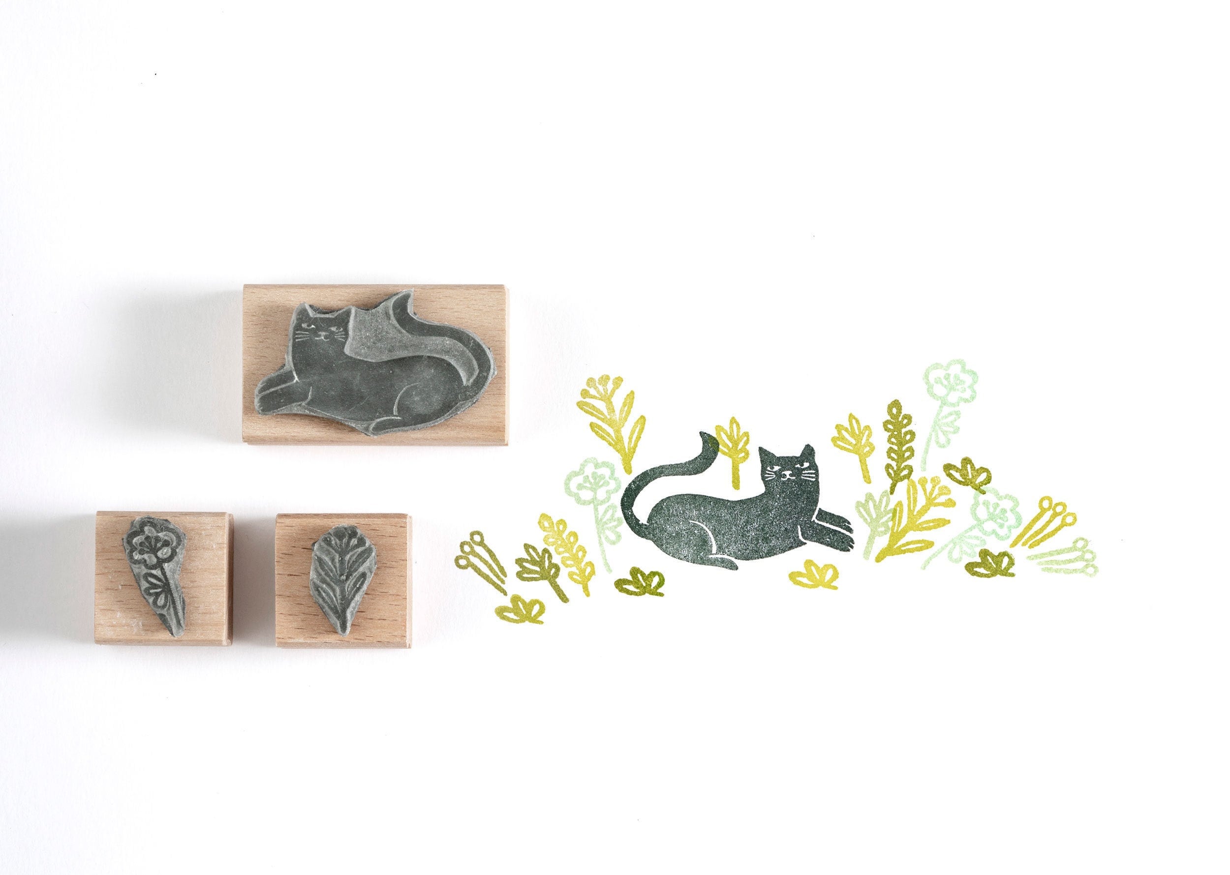 Cat Rubber Stamp Cat Gift Black Cat Stamp Garden Stamp - Etsy