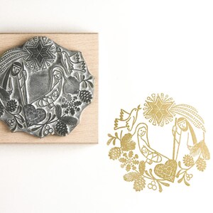 Christmas Rubber Stamp - Nativity Garland - Christmas Card - Craft Gift ...