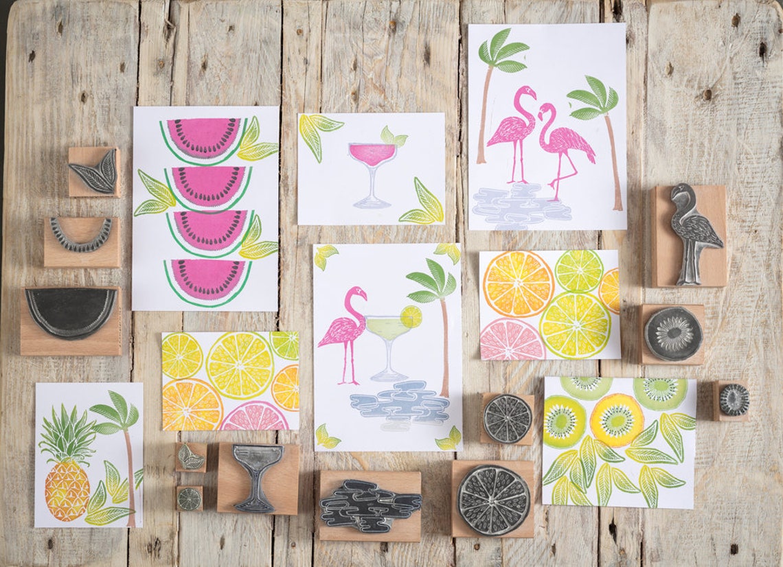 Lemon Rubber Stamp, Stamps for Card Making, Citrus Stamp, Grapefruit ...
