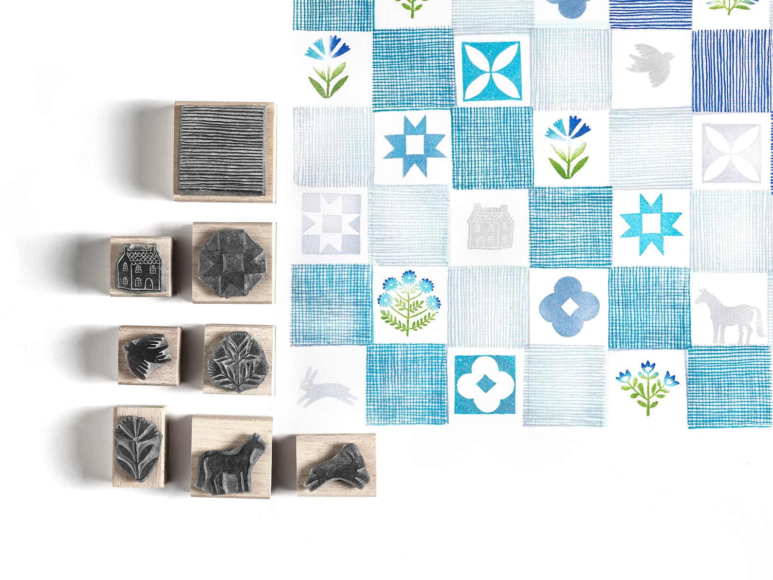 Patchwork Patterns Rubber Stamps for Card Making and Fabric Printing ...