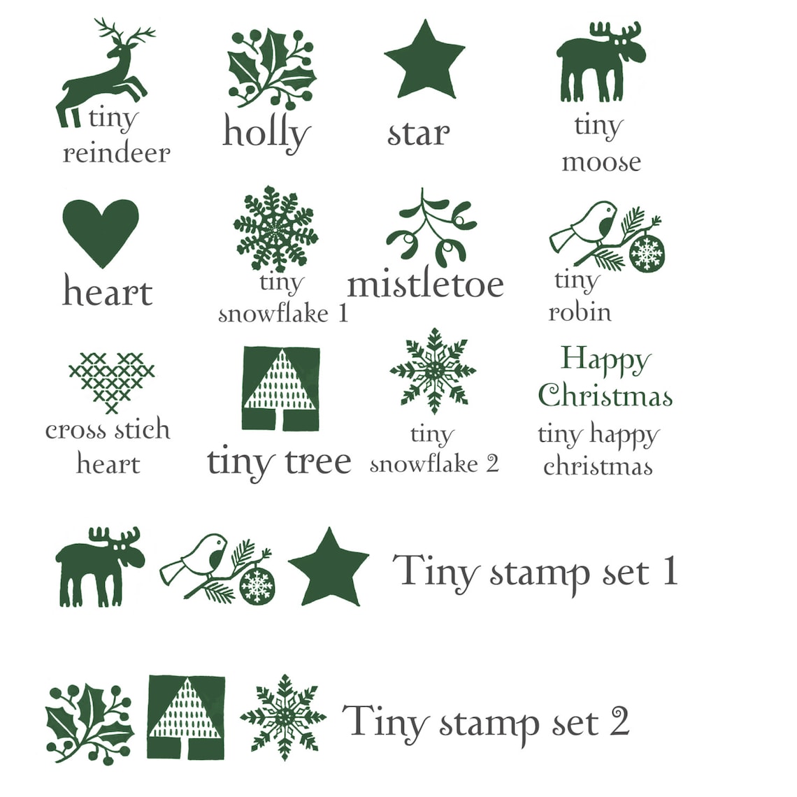 Tiny Christmas Rubber Stamps Christmas Stamp Christmas | Etsy