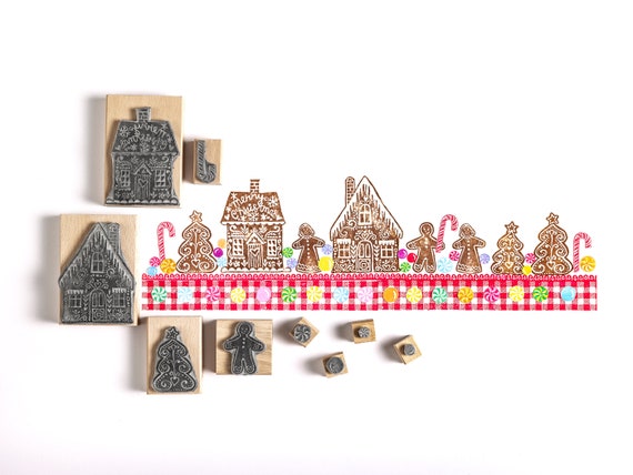 Gingerbread Men and Gingerbread House Rubber Stamps for - Etsy UK