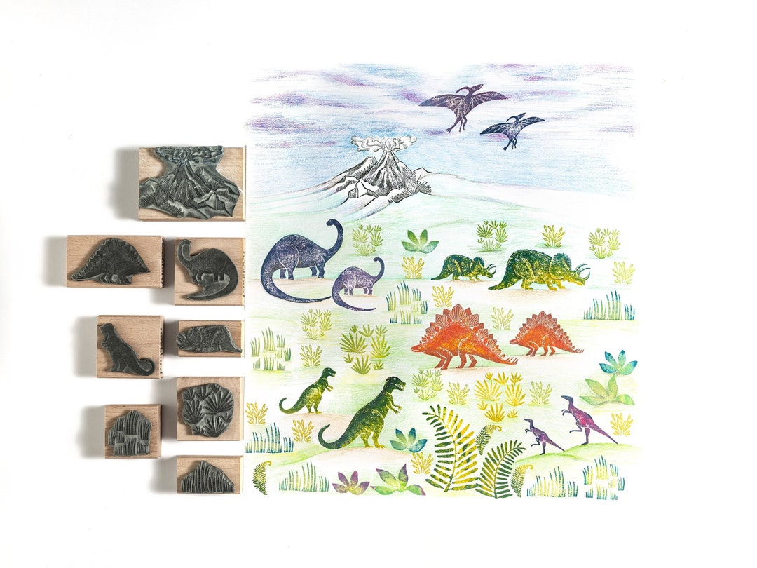 Dinosaur Stamps, Rubber Stamps Dinosaurs, Craft Gift for Kids ...