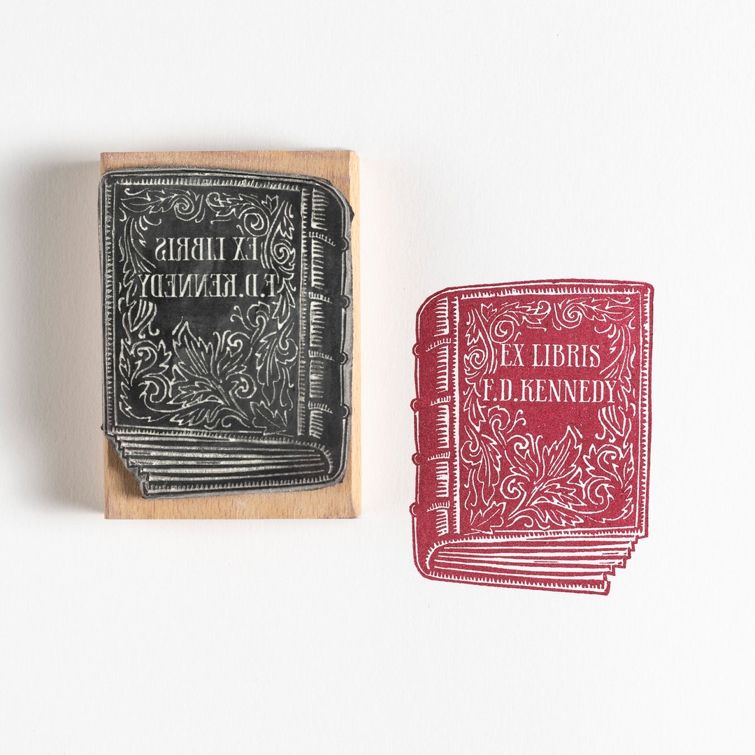 Antique Book Library Stamp, Personalized Ex Libris Stamp - Etsy