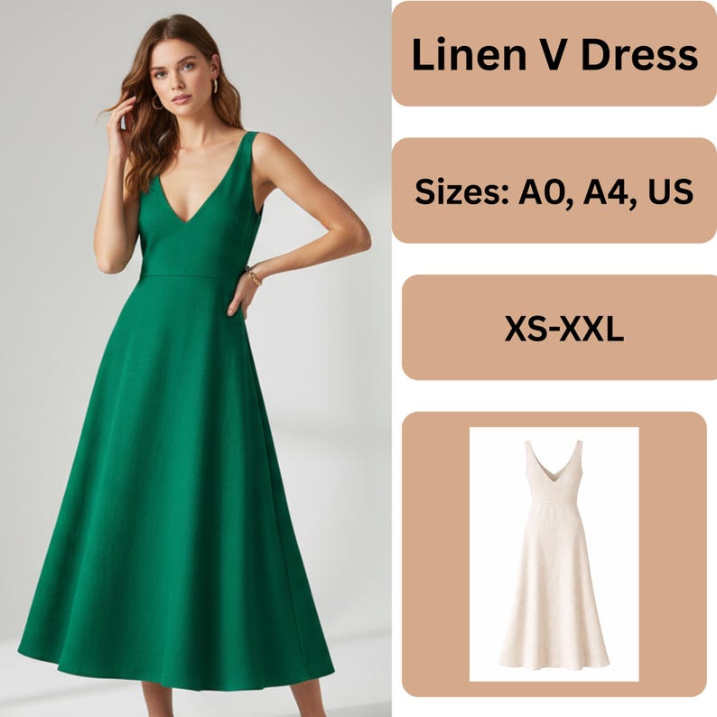A-line Strap Dress Sewing Pattern PDF | Princess Seam Midi Dress ...
