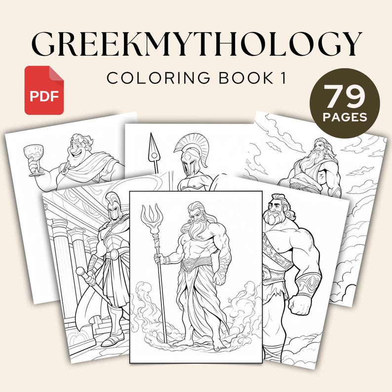 Greek Mythology Coloring Book 1, 79 Pages Printable Adult Coloring ...
