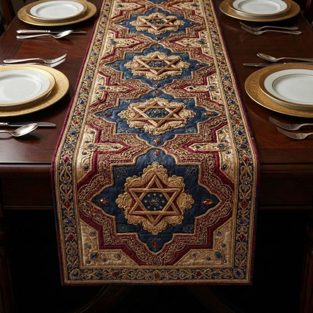 Star of David Table Runner, Jewish Table Decor, Judaica Table Runner ...